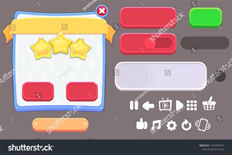 Game Ui Set Complete Menu Graphical เวกเตอร์สต็อก ปลอดค่าลิขสิทธิ์