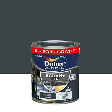 Peinture Extérieure Ecran Fer Dulux Valentine Brillant Anthracite 2l