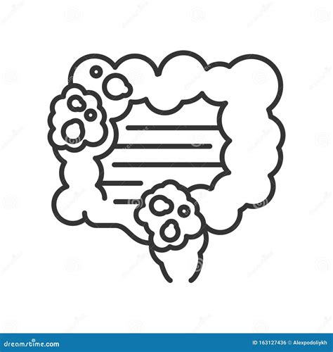 Bowel Cancer Black Glyph Icon Human Organ Concept Malignant Neoplasm