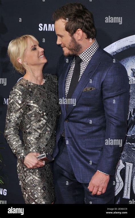 L R Anna Faris And Chris Pratt Arrives At The Jurassic World World