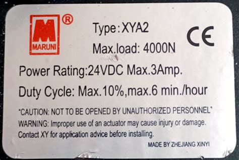 Maruni Xya2 4000n 325 150 1 9ez 24v Dc 3a Linear Actuator 5 5inch Stroke Da22 Star International