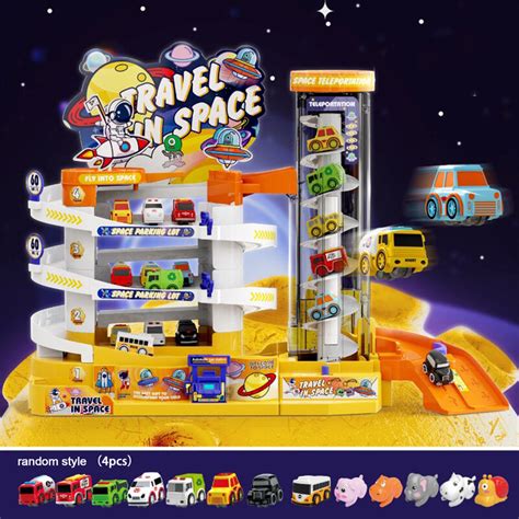 신제품 전기 레일 자동차 빌딩 주차장 자동차 장난감 어린이 두뇌 기계식 대화형 레일 자동차 교육 테이블 게임 플레이 차량 및 모델