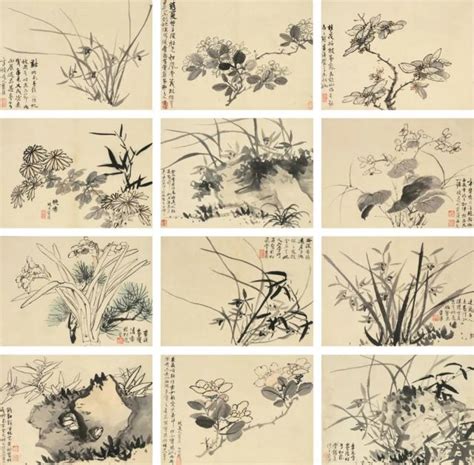 明代蓝瑛花卉兰竹石册飞扬而不跳脱粗狂而不粗陋 哔哩哔哩