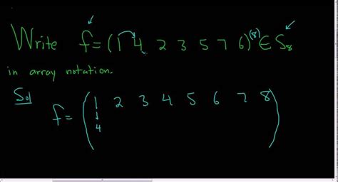converting cycle notation to array two line notation in the symmetric