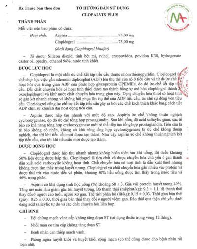 Thuốc Clopalvix Plus Film Coated Tablets 75mg Giá Bao Nhiêu Mua ở đâu