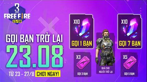 Tham Gia Sự Kiện Kêu Gọi Bạn Bè Trở Lại Free Fire OB23 Chi Tiết