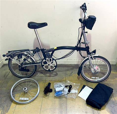 Brompton Black Folding Bike With Swytch E Bike Conversion Kit Fitted