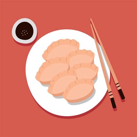 Jiaozi Chinese New Year Fried Dumplings Chopsticks Soy Sauce For