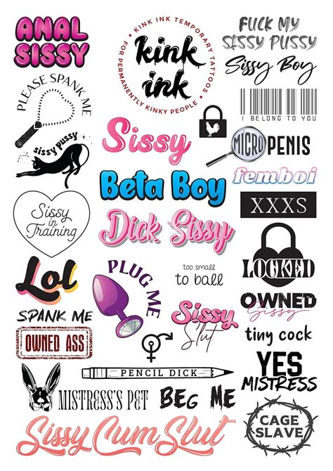Kink Ink 29 X Sissy Temporary Tattoo Sexy Naughty Kinky