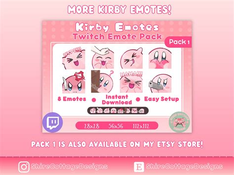 Kirby Emotes Pack 2 Kirby Stream Pack Kirby Twitch Accessories