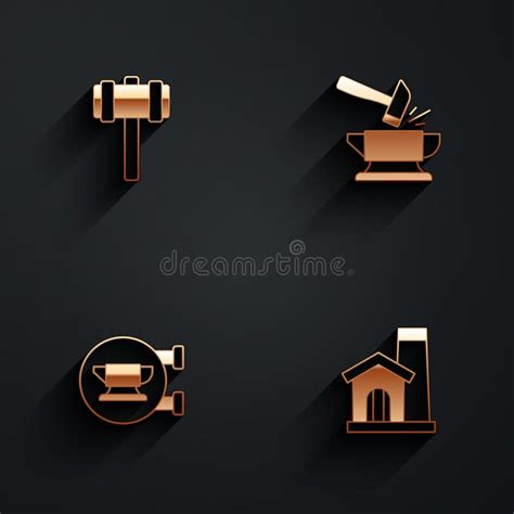 Set Sledgehammer Anvil Y Herrero Herramienta Yunque E Icono Interior