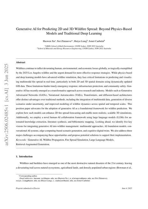 Pdf Generative Ai For Predicting 2d And 3d Wildfire Spread Beyond Physics Based Models And