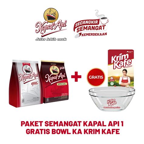 Jual Paket Semangat Kapal Api 1 Free Bowl Ka Krim Kafe Shopee Indonesia