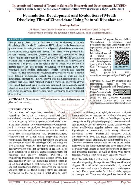 Formulation Development And Evaluation Of Mouth Dissolving Film Of