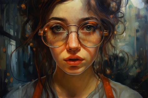 Una Chica Con Gafas En La Cara Foto Premium
