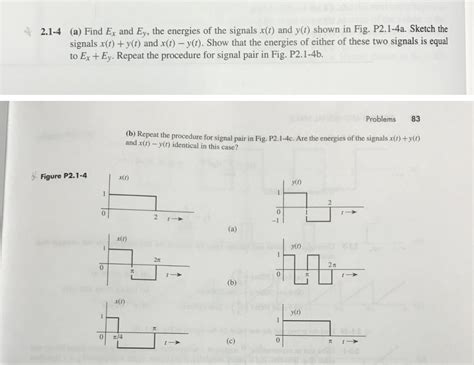 Solved 2 1 4 A Find Ex And Ey The Energies Of The Signals