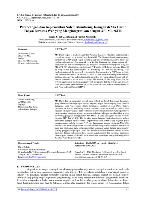 Pdf Perancangan Dan Implementasi Sistem Monitoring Jaringan Di Ma