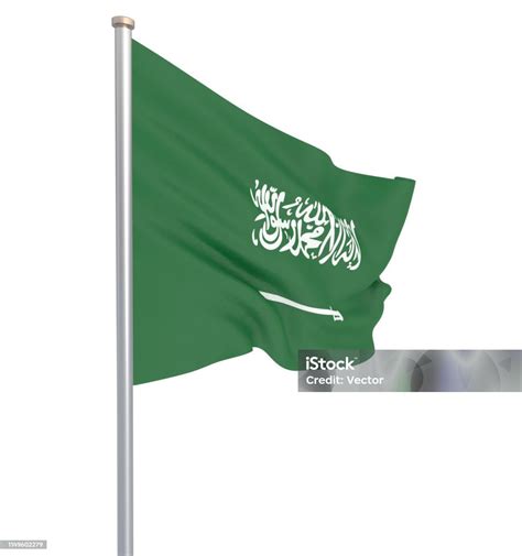 사우디 아라비아 국기 바람에 불어 배경 텍스처입니다 리야드 3d 렌더링 깃발을 흔들며 일러스트 흰색 절연 0명에 대한 스톡 사진