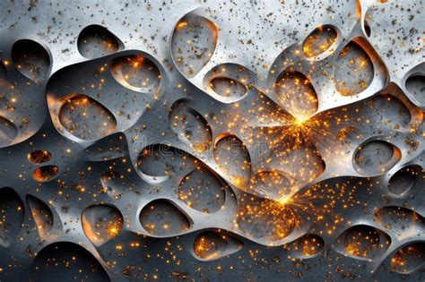 Intricate Abstract Patterns With Glowing Elements And Metallic Textures Create Dynamic Visual