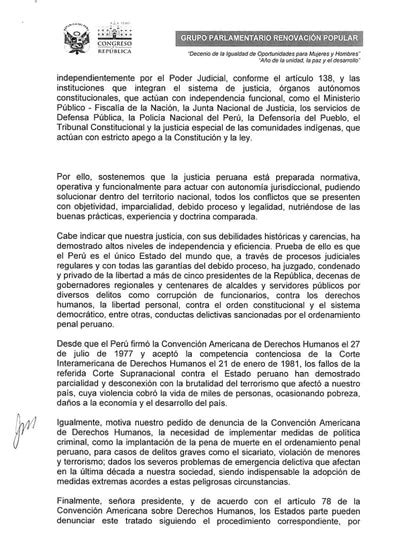 Renovación Popular Extiende Propuesta Al Ejecutivo Para Que El Perú Sea
