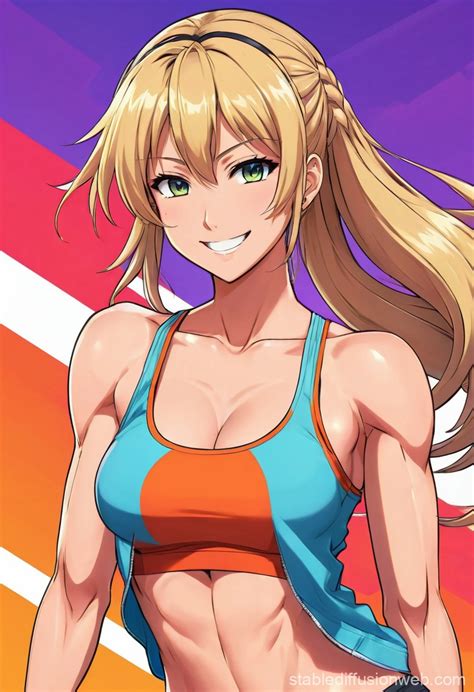 Woman Flexing With Belly Showing Stable Diffusion Online