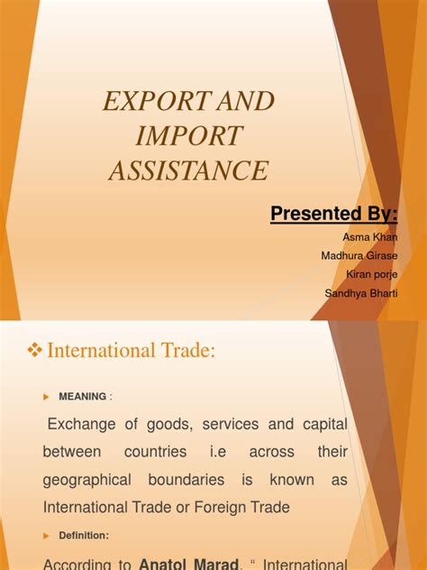 Export And Import Assistance Pptx Asma Pdf Exports Letter Of Credit