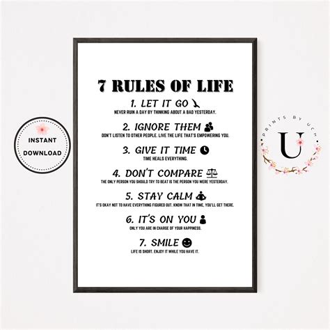 Quotes About Life 7 Rules Of Life Poster Popular Printables