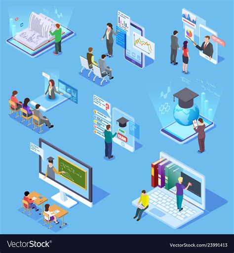 Online People Education Virtual Classroom Library Vector Image