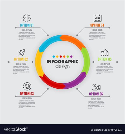 Infographic Business Data Process Diagram 6 Vector Image