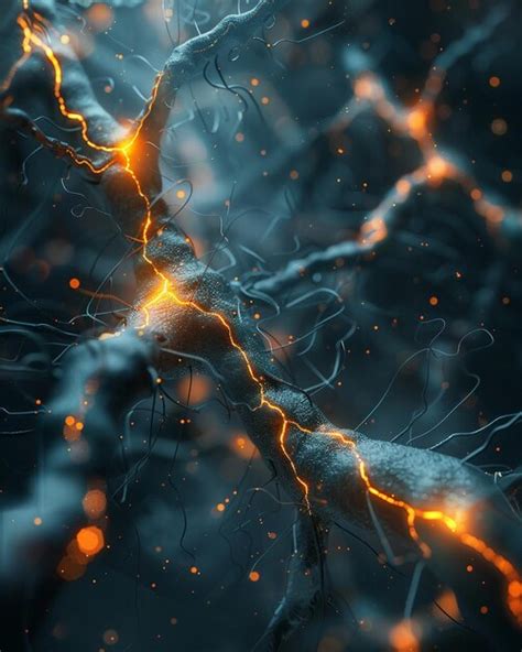 An abstract digital art piece featuring a network of neurons glowing ...