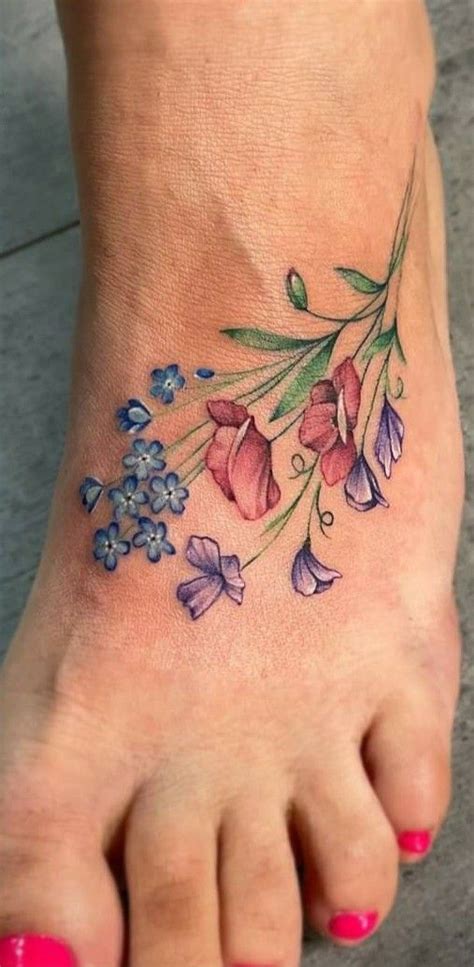Kwiaty Tatuaż Kobiecy Delikatny Maki Niezapominajki Feminine Flowers