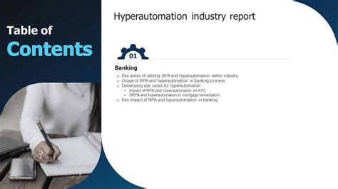 hyperautomation industry report for table of content ppt slides layouts