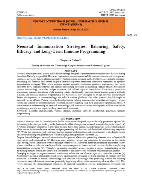 Neonatal Immunization Strategies Balancing Safety Efficacy And Long