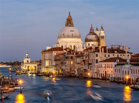 Grand Canal And Santa Maria Della Salute Church At Sunset Venice