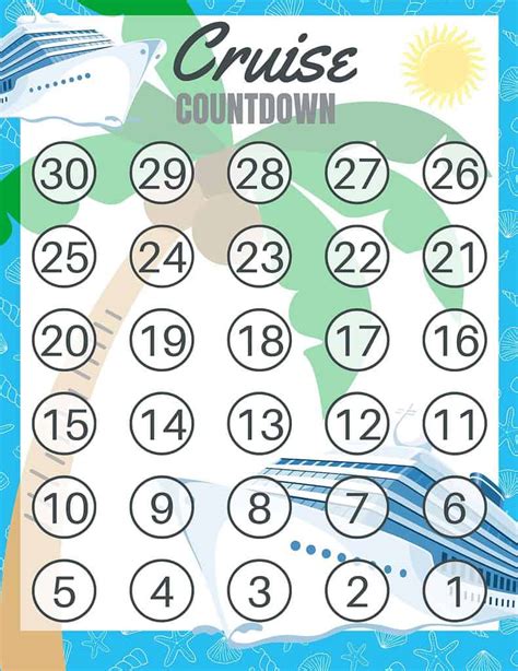 Cruise Countdown Calendar Free Printable Pdf