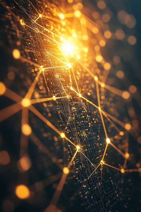 Golden Network Connections Data Flow Technology And Communication