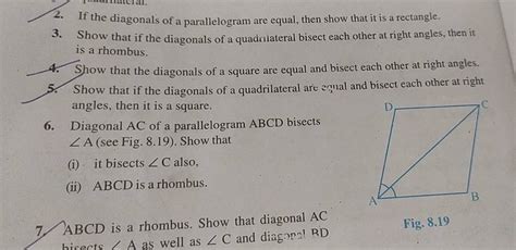 2 If The Diagonals Of A Parallelogram Are Equal Then Show That It Is A