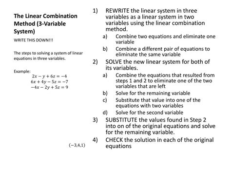 ppt solving systems of linear equations in three variables powerpoint