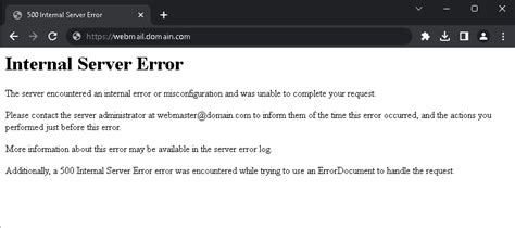 Internal Server Error 500 Webmail It Prob