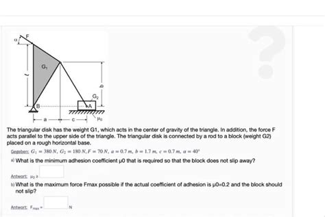 Solved The Triangular Disk Has The Weight G1 Which Acts In