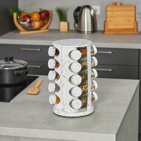 Relaxdays Tourniquet à épices 20 pots chacun avec embout tamiseur