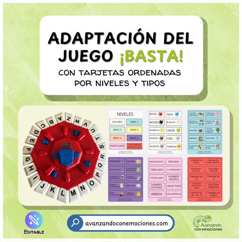 Adaptación Del Juego ¡basta Tarjetas Por Niveles Y Tipos Avanzando