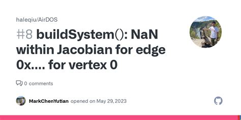 BuildSystem NaN Within Jacobian For Edge 0x For Vertex 0 Issue