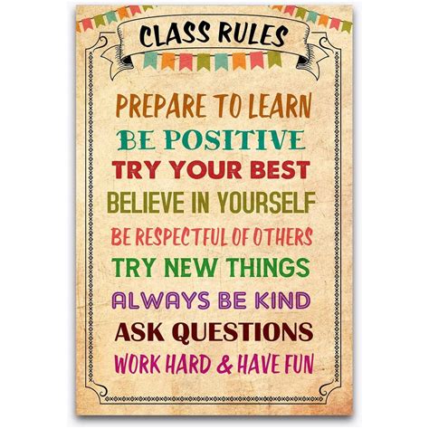 Class Rules Posters For Elementary Middle High School Classroom Decorations Bulletin Board Decor