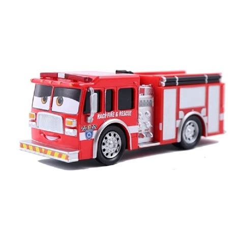 Cars Disney Pixar Cars Red Firetruck Rescue Car Model 155 Fire Engine