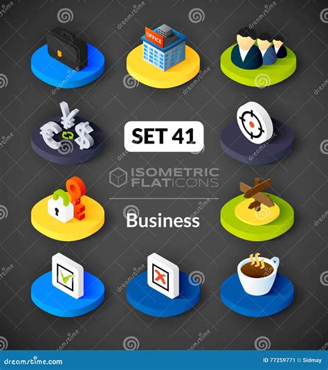 Isometric Flat Icons Set 41 Stock Vector Illustration Of Element