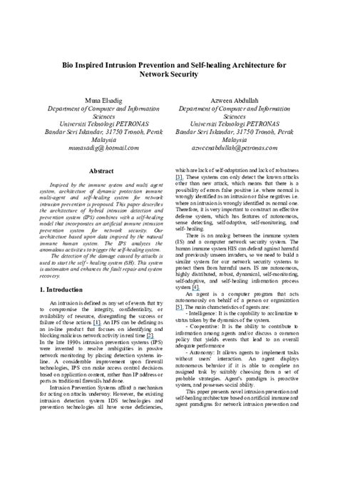 Pdf Bio Inspired Intrusion Prevention And Self Healing Architecture