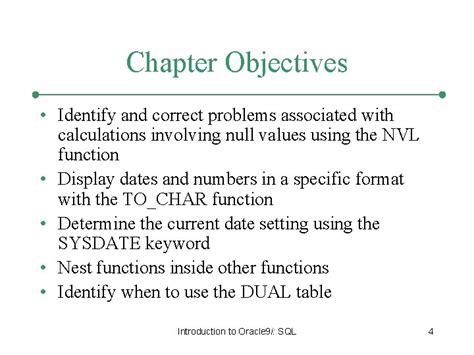 Selected Singlerow Functions Introduction To Oracle 9 I