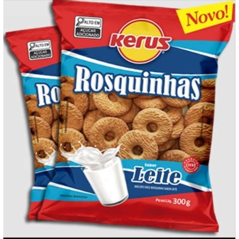 Caixa Com 10 Biscoito Rosquinha De Leite Kerus 300g Shopee Brasil
