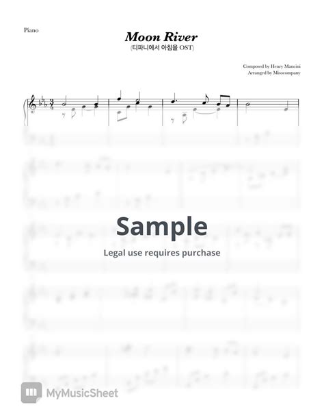 티파니에서 아침을 Ost Moon River Eb Sheet Music By 미소컴퍼니